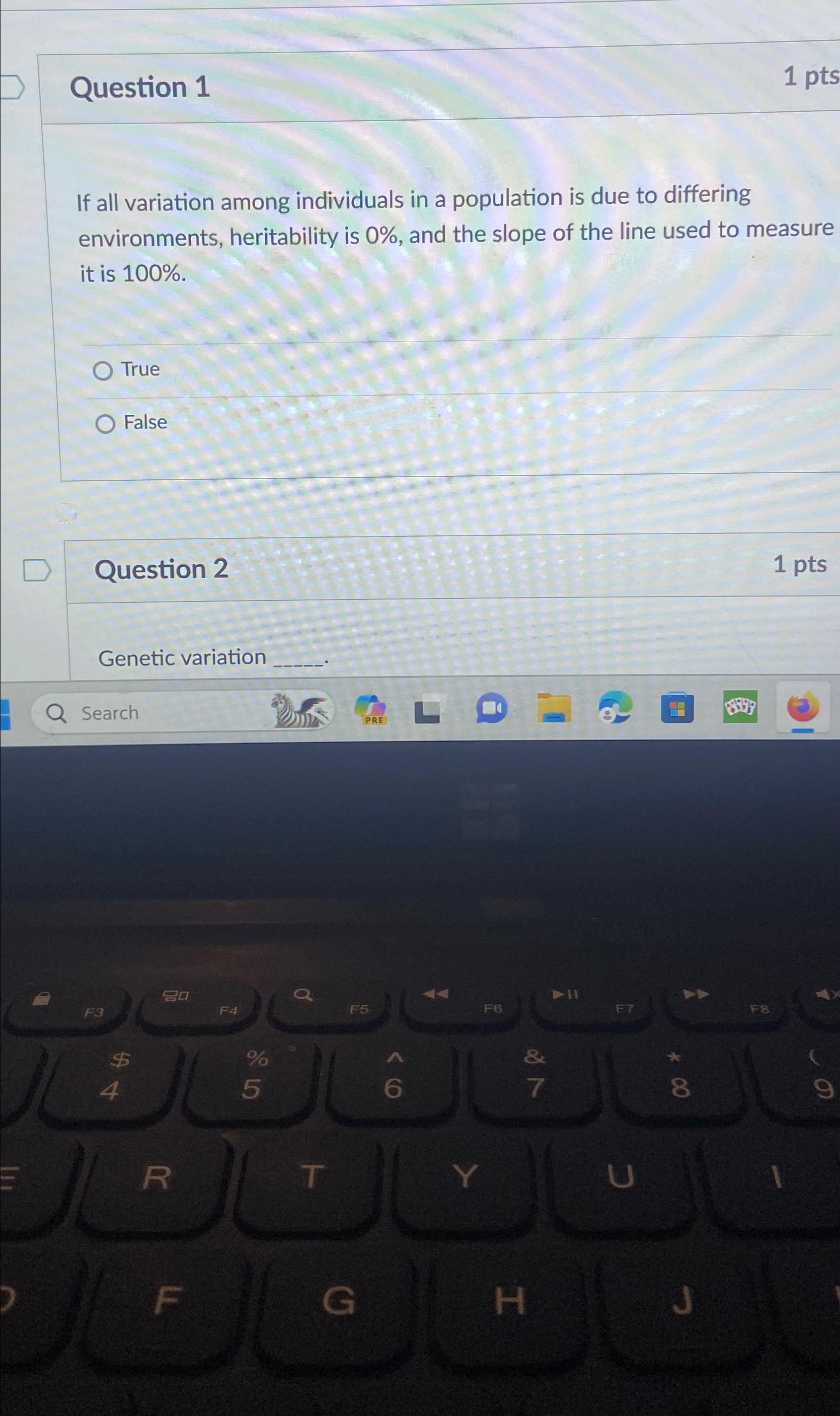 Solved Question 11 ﻿ptsIf all variation among individuals in | Chegg.com