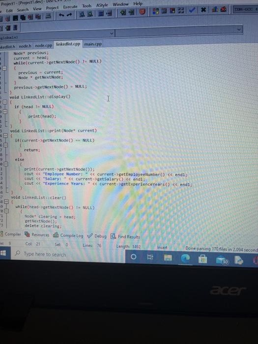 Solved Project 3 Objective: Learning linked list. | Chegg.com