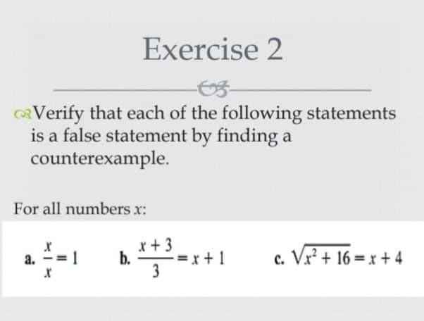 Solved Exercise 2 Verify That Each Of The Following 