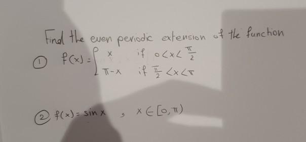 Solved Find the even periodic extension of the function | Chegg.com