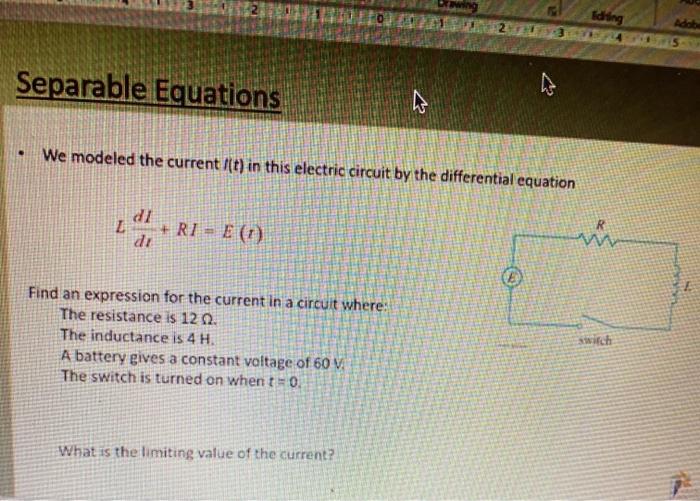 Solved Editing Separable Equations We modeled the current | Chegg.com