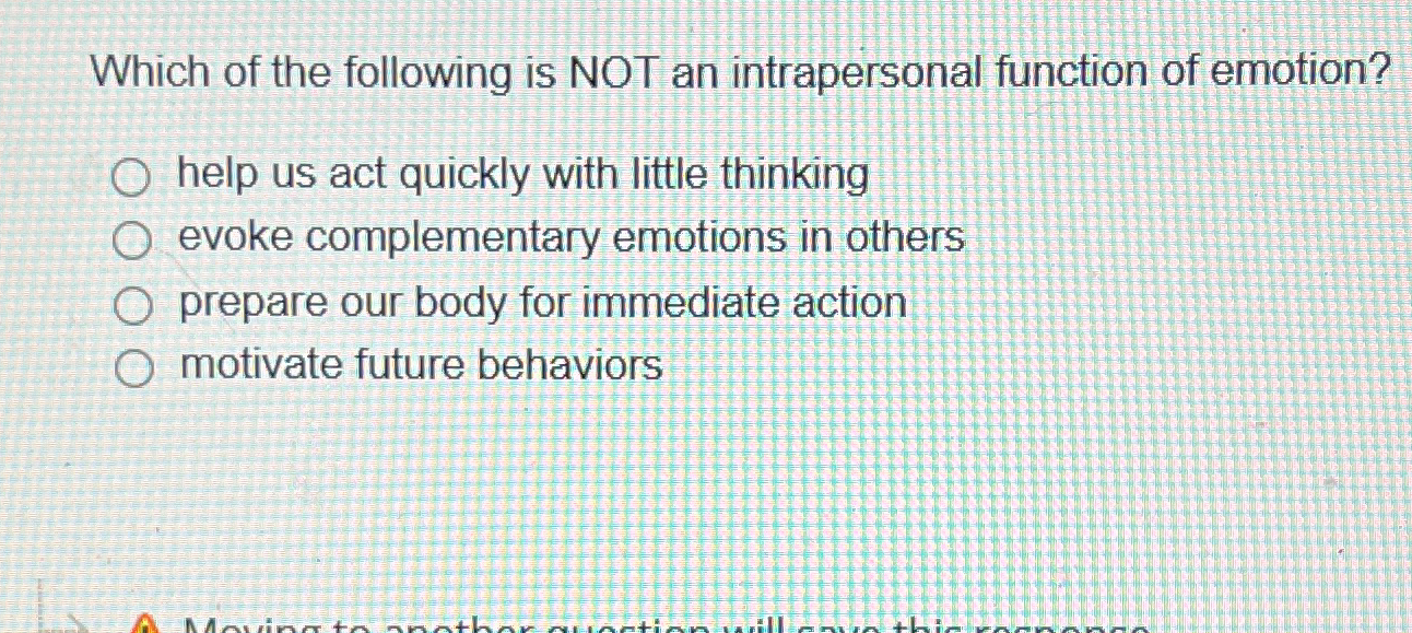 Solved Which of the following is NOT an intrapersonal | Chegg.com