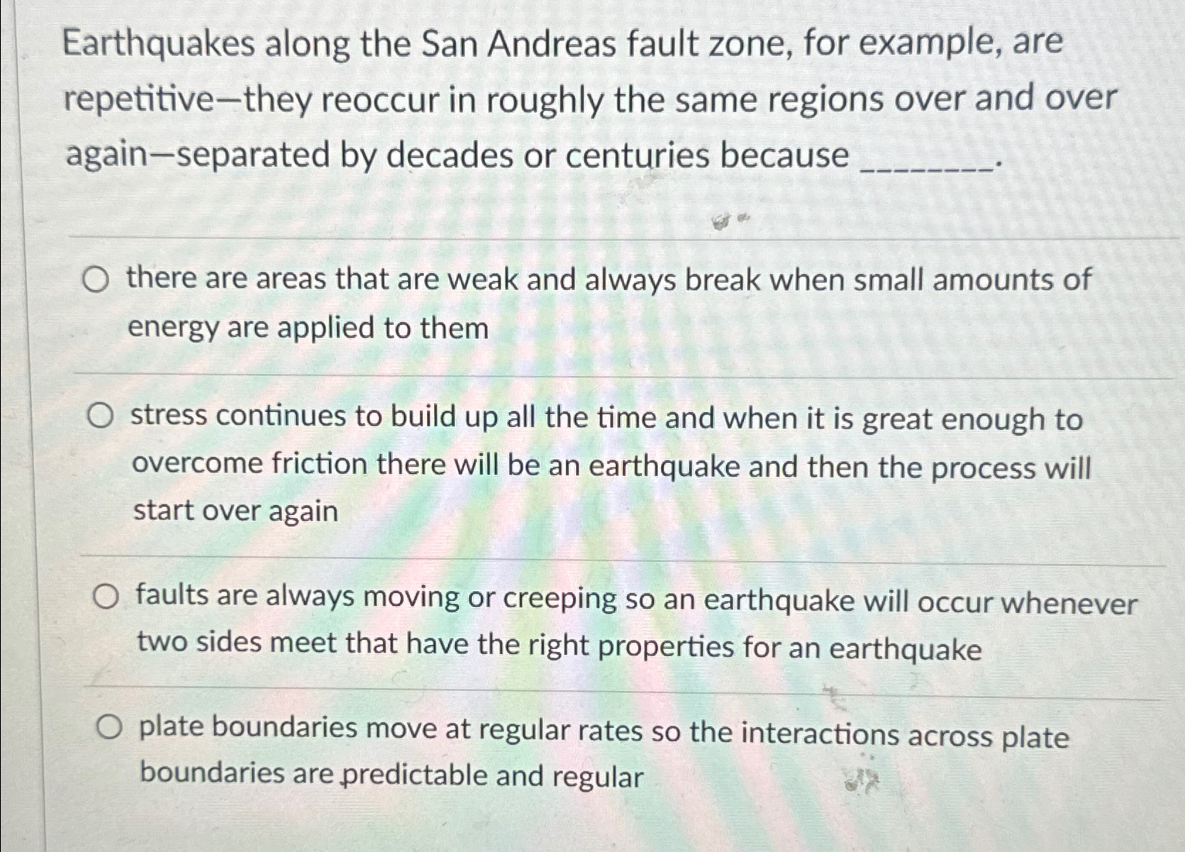 Solved Earthquakes along the San Andreas fault zone, for | Chegg.com