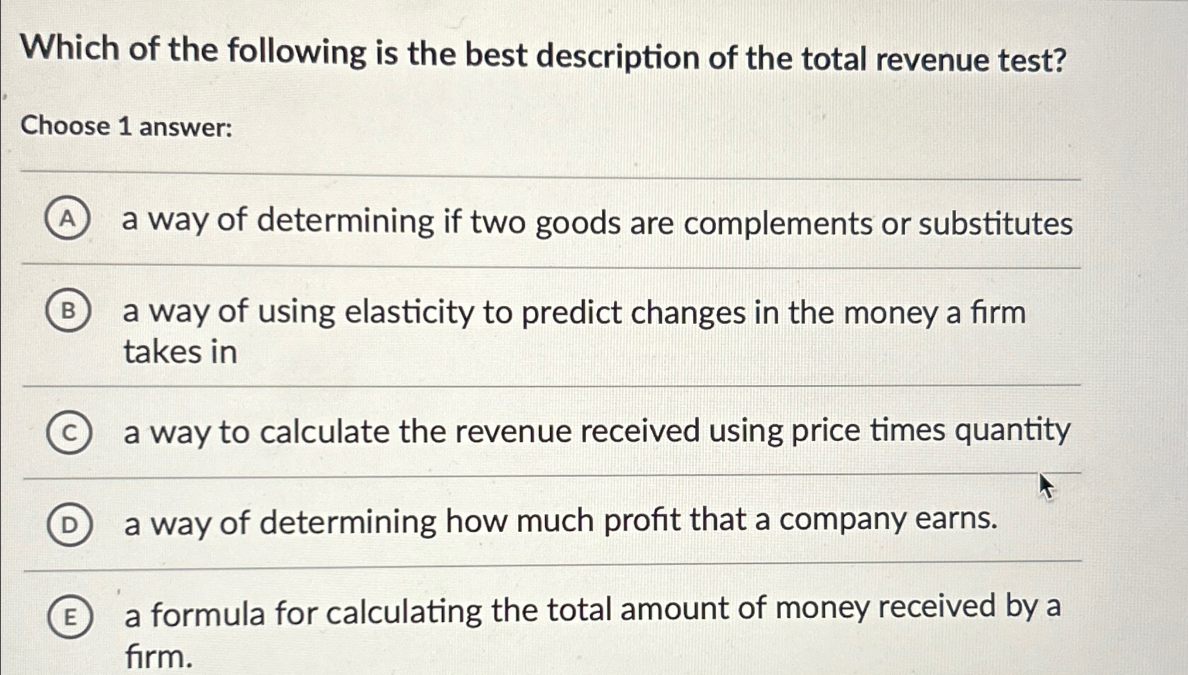 Solved Which of the following is the best description of the | Chegg.com