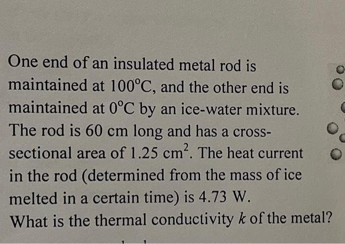 Solved One end of an insulated metal rod is maintained at | Chegg.com