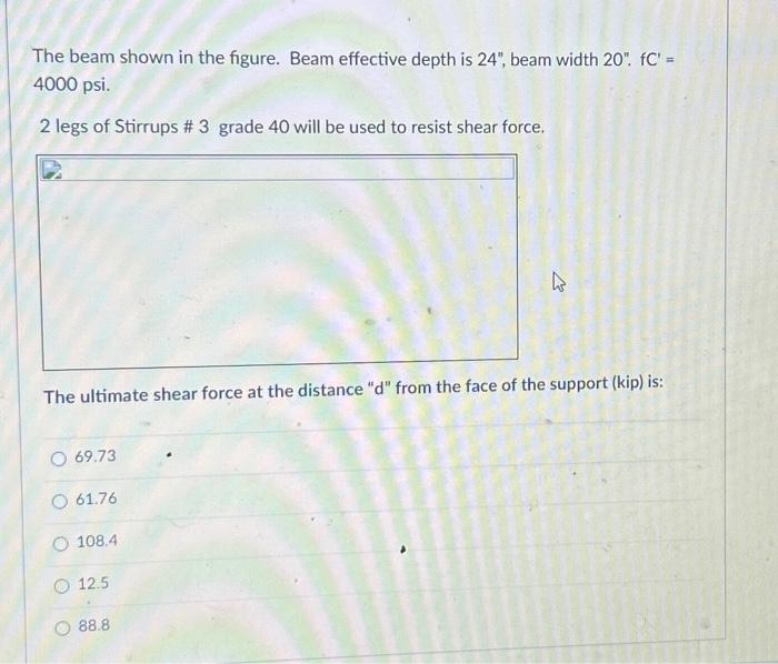 The beam shown in the figure. Beam effective depth is | Chegg.com