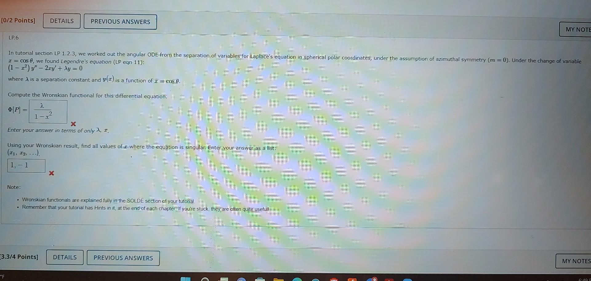 Solved (1−x2)y′′−2xy′+λy=0 where λ is a separation constant | Chegg.com