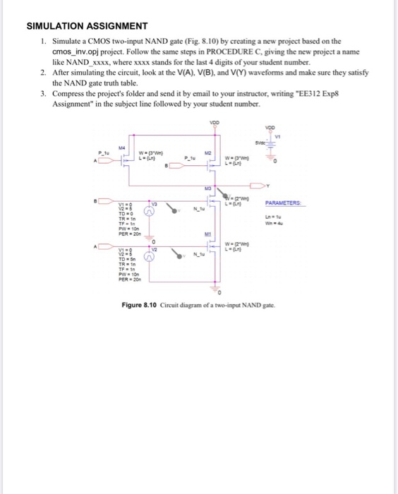 SIMULATION ASSIGNMENT 1. Simulate a CMOS two-input | Chegg.com