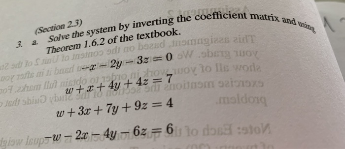 Solved Solve the system by inverting the coefficient matrix | Chegg.com