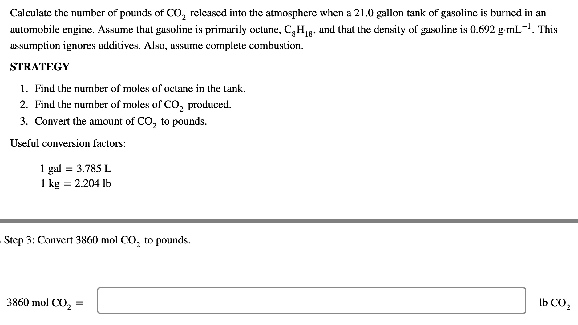 Solved Step 3: Convert 3860molCO2 ﻿to pounds. | Chegg.com