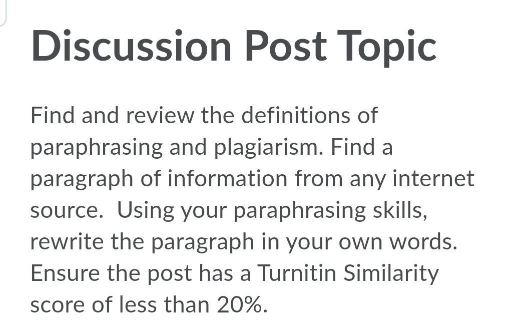 Solved Discussion Post Topic Find and review the definitions | Chegg.com
