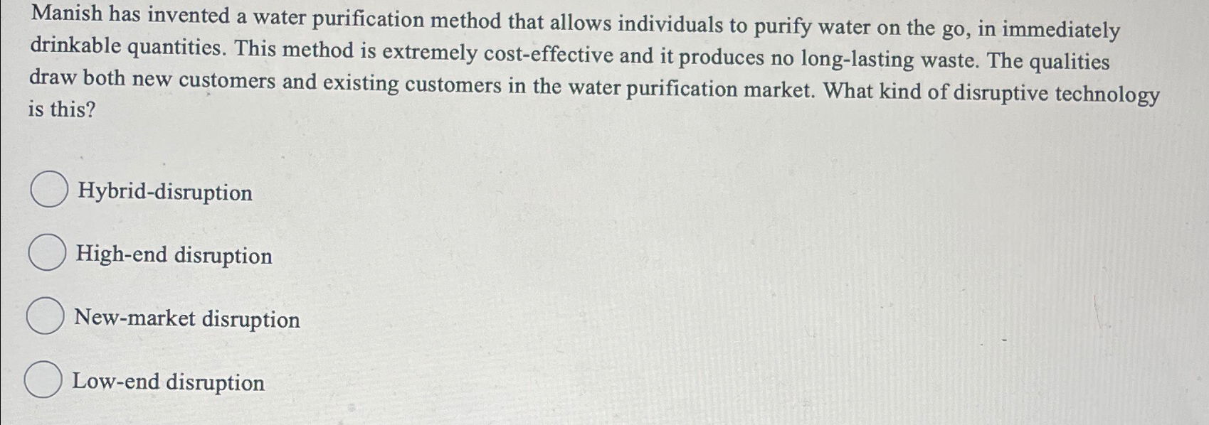 Solved Manish has invented a water purification method that | Chegg.com