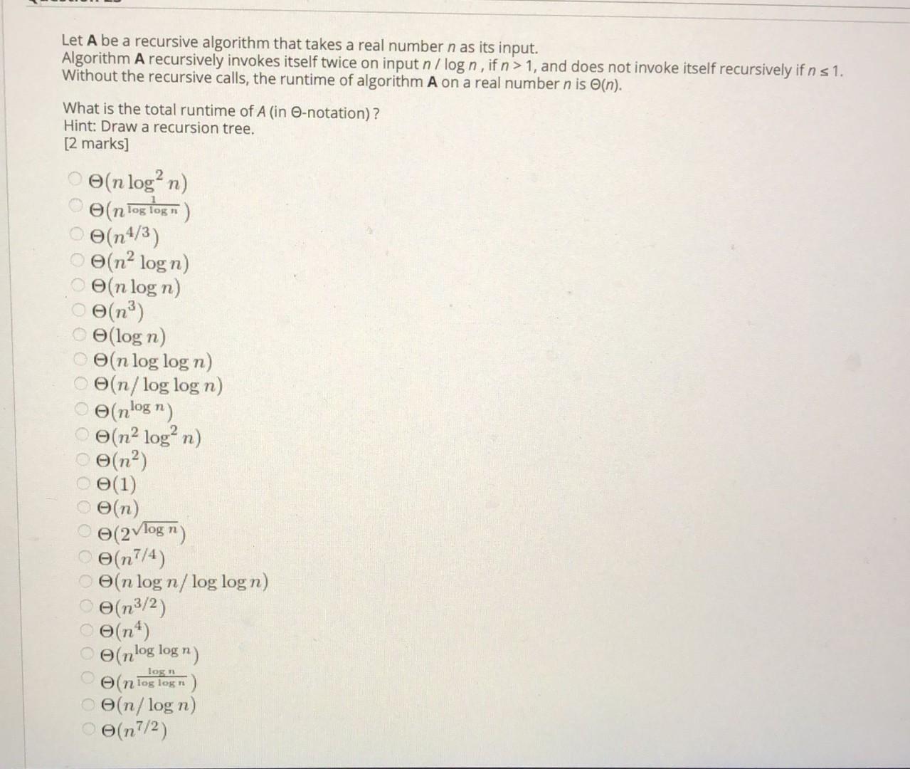Solved Let A be a recursive algorithm that takes a real | Chegg.com