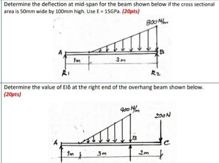 Solved Determine the deflection at mid-span for the beam | Chegg.com