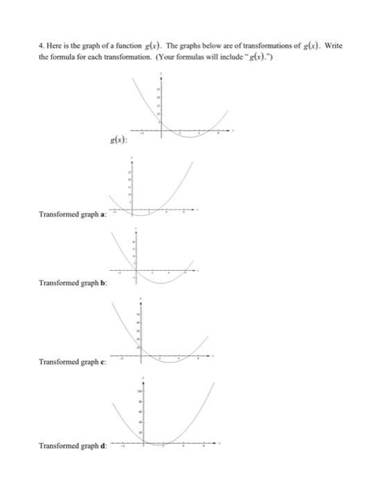 Solved 4. Here is the graph of a function g(x). The graphs | Chegg.com