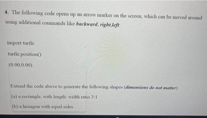 Solved 4. The following code opens up an arrow marker on the | Chegg.com
