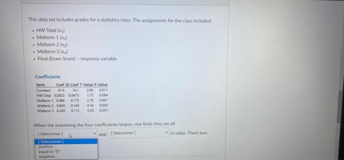 Solved This data set includes grades for a statistics class. | Chegg.com