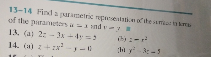 Solved 13-14 ﻿Find a parametric representation of the | Chegg.com