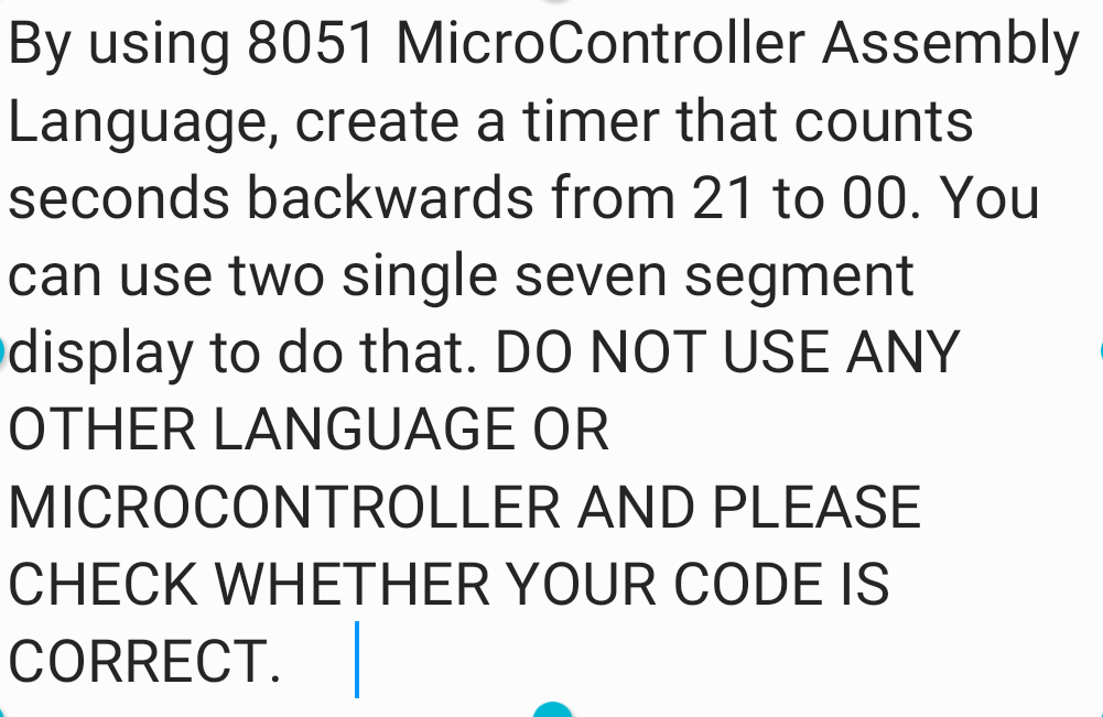 Solved By using 8051 MicroController Assembly Language, | Chegg.com