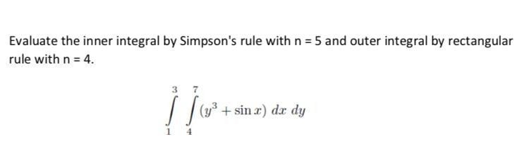 Evaluate the inner integral by Simpson's rule with | Chegg.com