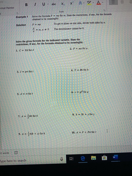 Solved ру B I U .abe x, x? A - aly - A. rmat Painter Example | Chegg.com