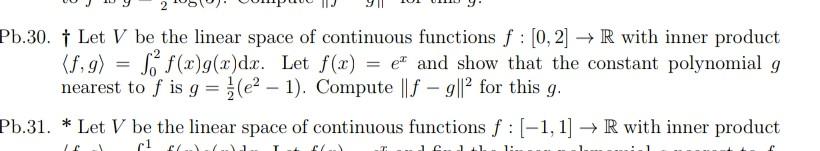 Solved b.30. † Let V be the linear space of continuous | Chegg.com