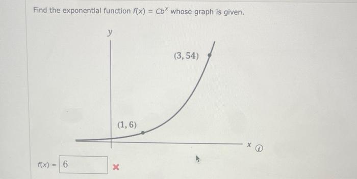Solved Find the exponential function f(x)=Cbx whose graph is | Chegg.com