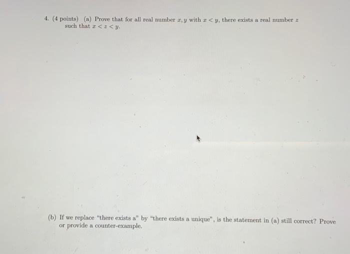 Solved 4. (4 points) (a) Prove that for all real number x,y | Chegg.com