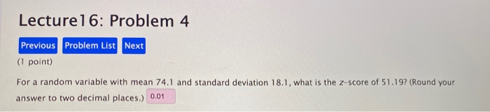 Solved Lecture16: Problem 4 Problem List Next Previous (1 | Chegg.com
