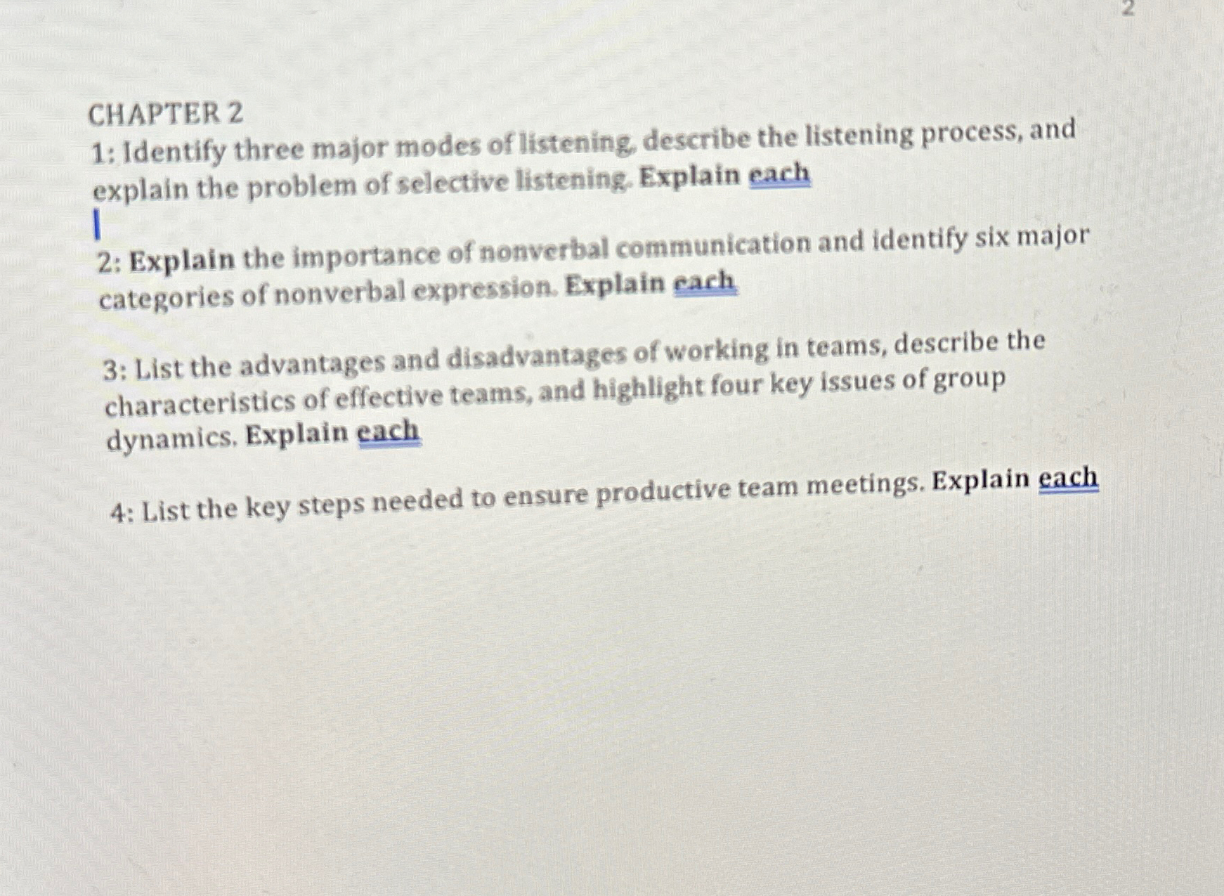 Solved CHAPTER 21: Identify three major modes of listening, | Chegg.com