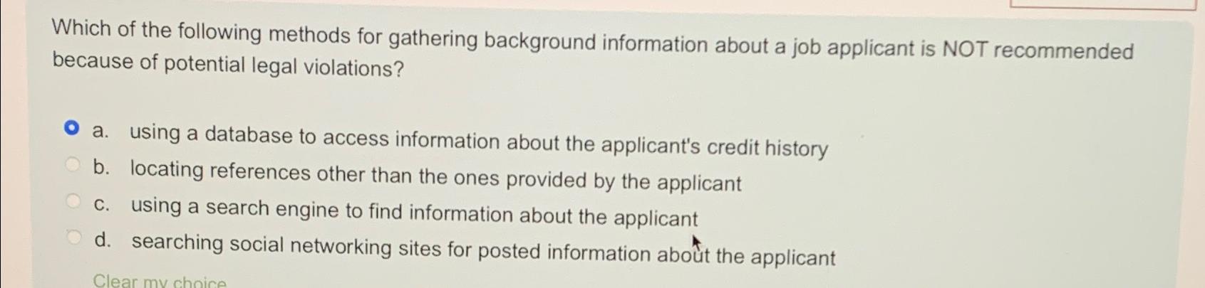 Solved Which of the following methods for gathering | Chegg.com