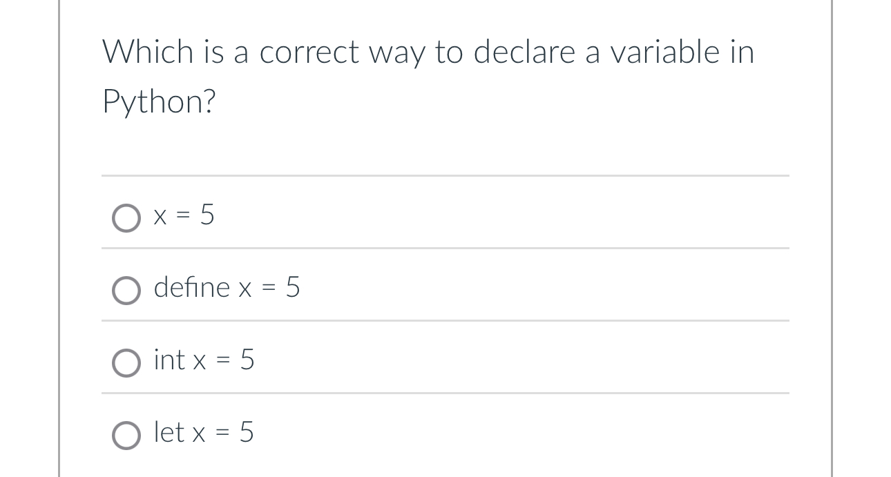 Solved Which is a correct way to declare a variable in | Chegg.com