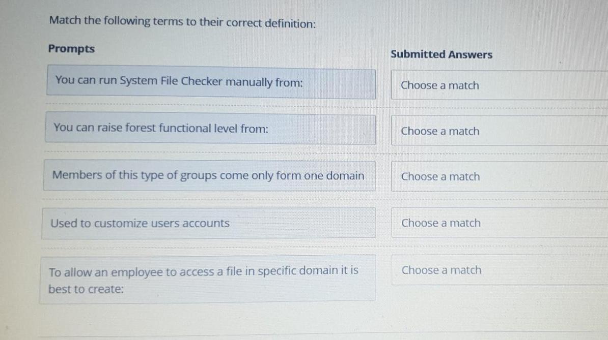 Solved Match the following terms to their correct | Chegg.com
