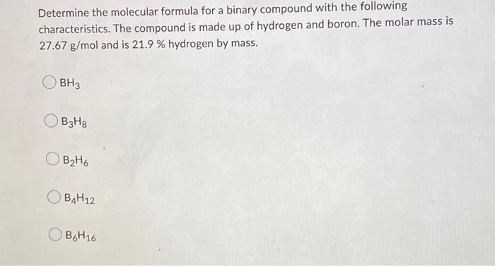 Solved Determine the molecular formula for a binary compound | Chegg.com