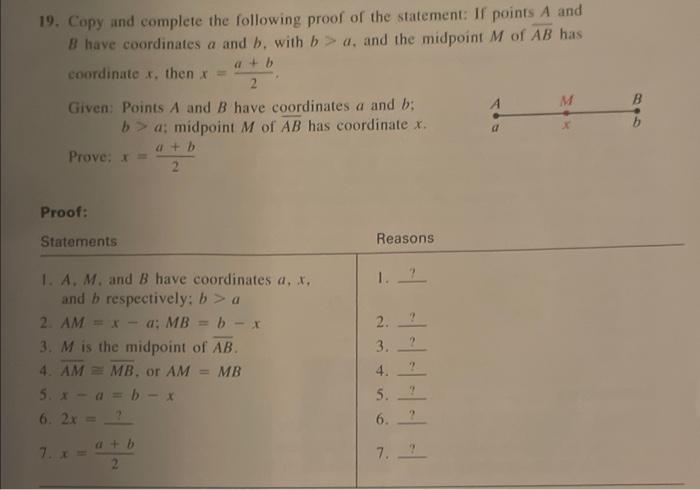 Solved 19. Copy and complete the following proof of the | Chegg.com