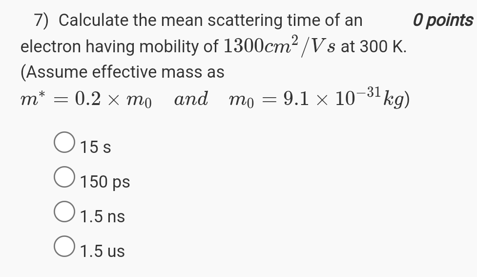 Calculate the mean scattering time of an0 ﻿points | Chegg.com
