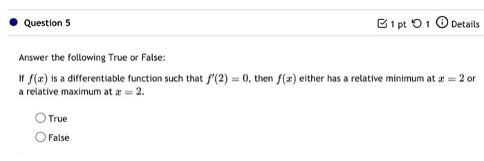 Solved Answer the following True or False: If f(x) is a | Chegg.com