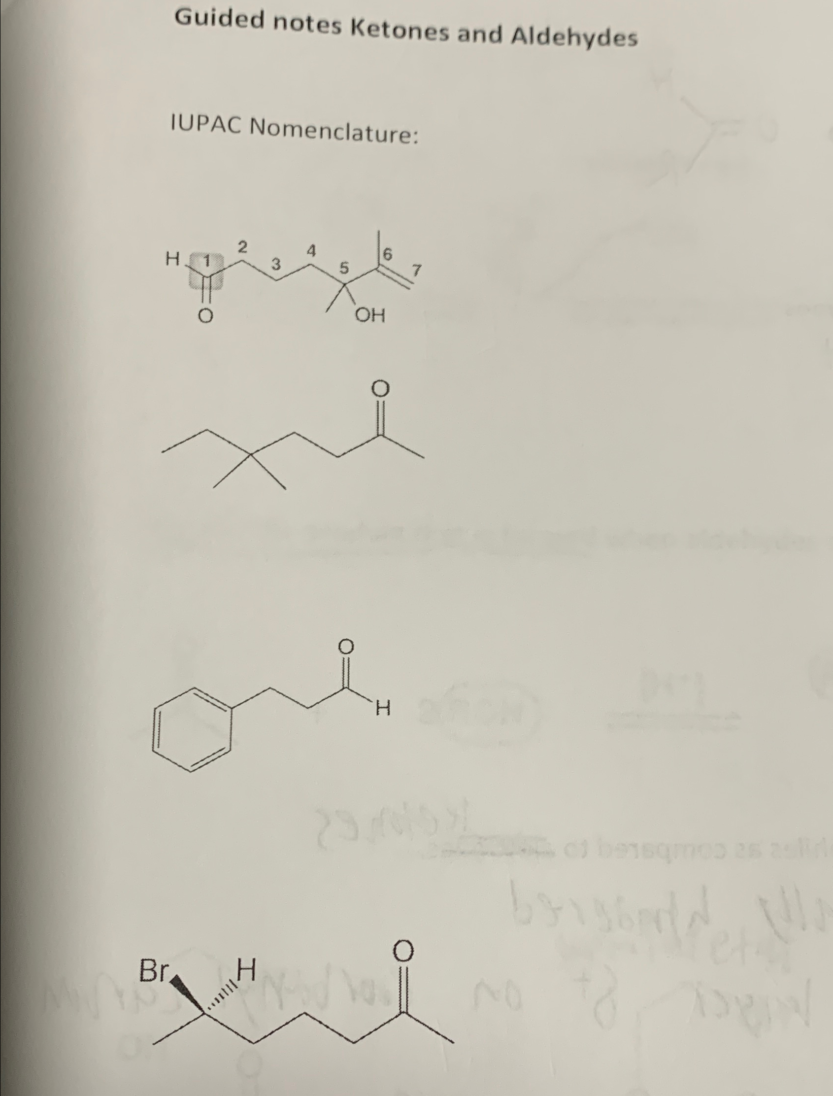 Solved Guided notes Ketones and AldehydesIUPAC Nomenclature: | Chegg.com