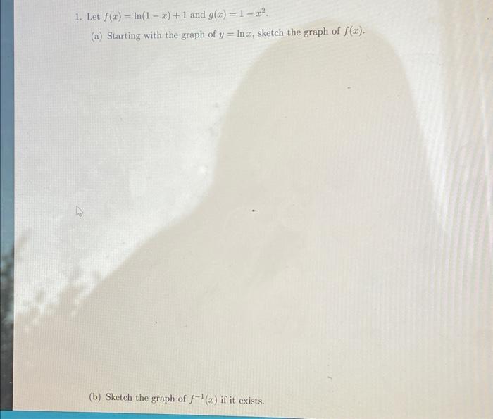 Solved 1. Let f(x)=ln(1−x)+1 and g(x)=1−x2. (a) Starting | Chegg.com
