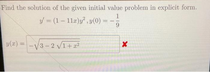 Solved Find the solution of the given initial value problem | Chegg.com