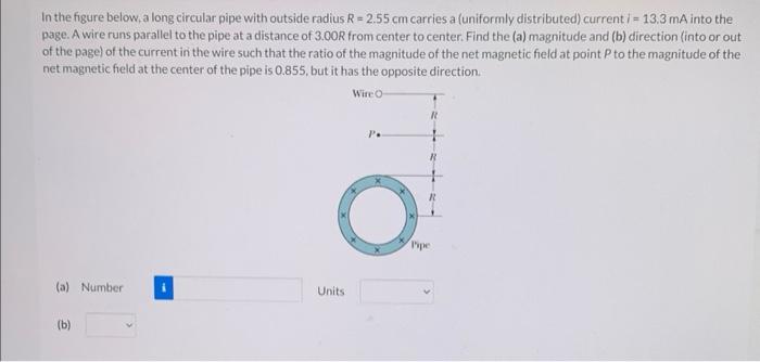 Solved In the figure below, a long circular pipe with | Chegg.com