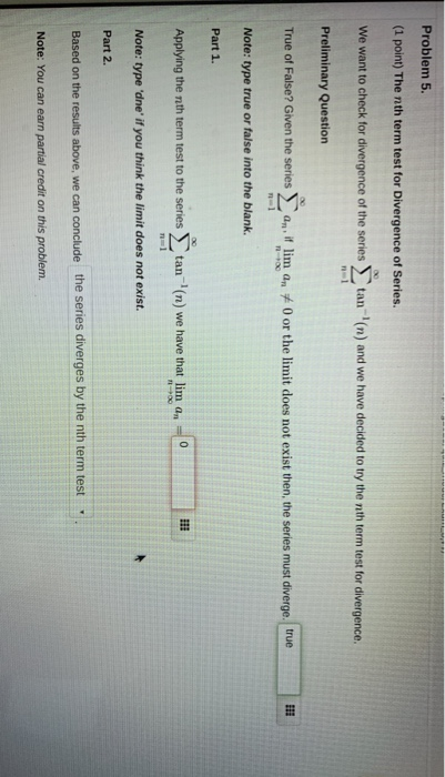 Solved Problem 4. (1 point) Convergence or Divergence of | Chegg.com