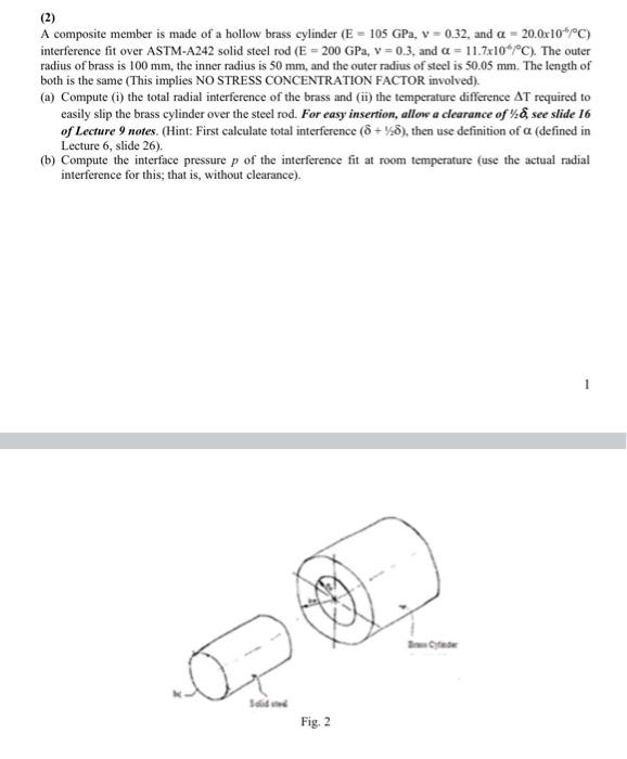 Solved (2) A composite member is made of a hollow brass | Chegg.com
