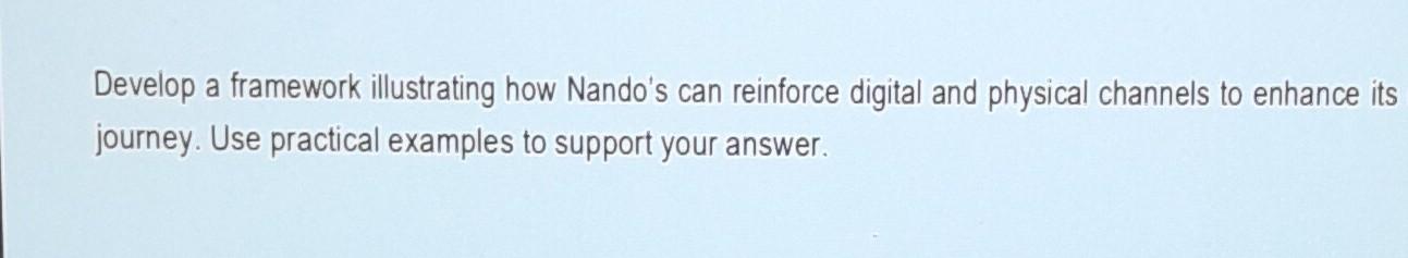 Solved Develop a framework illustrating how Nando's can | Chegg.com