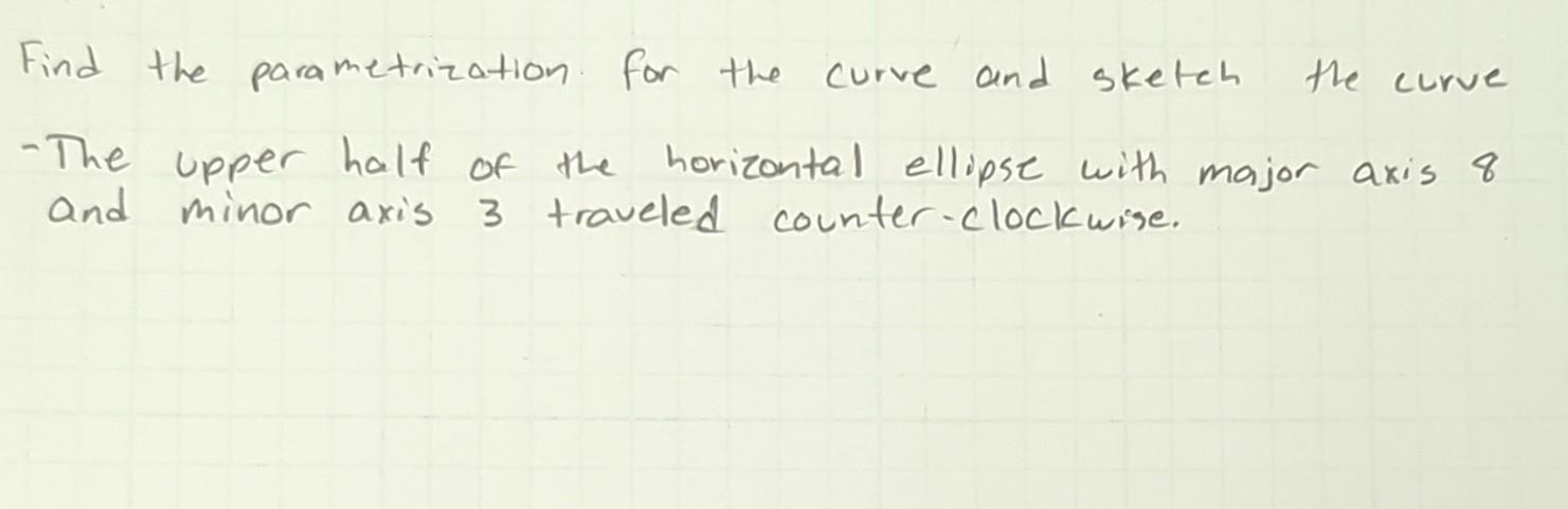 Solved Find the parametrization for the curve and sketch the | Chegg.com