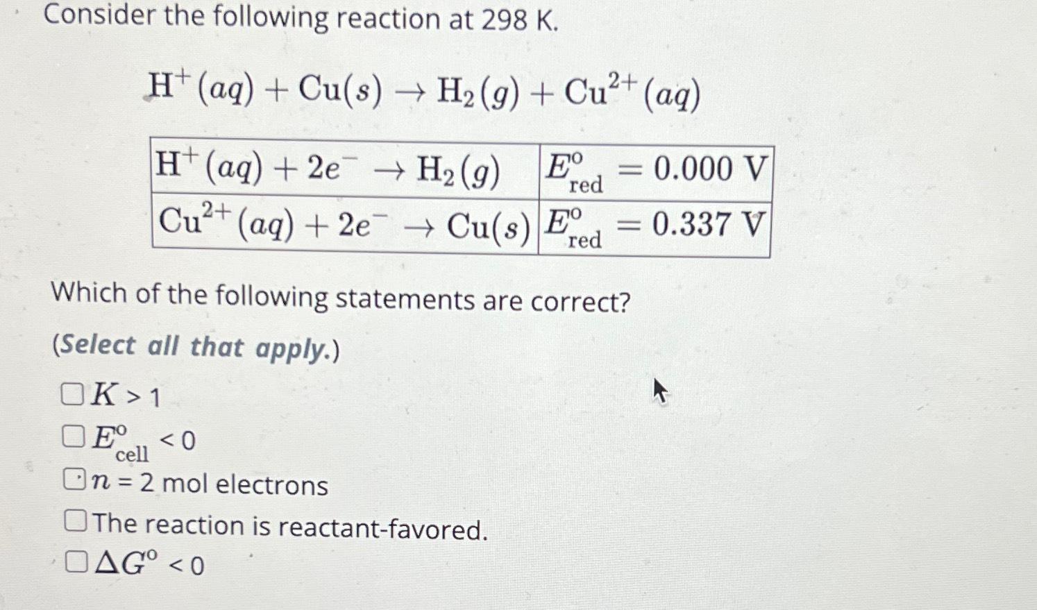 Solved Consider the following reaction at | Chegg.com