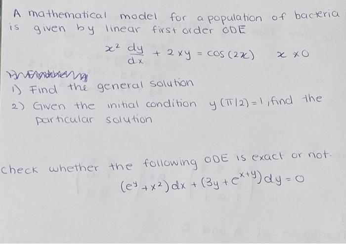 Solved 1.find the general solution 2. given the initial | Chegg.com