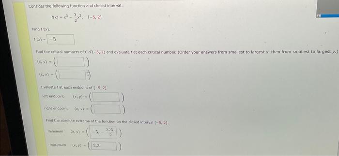 Solved Consider the following function and closed interval. | Chegg.com