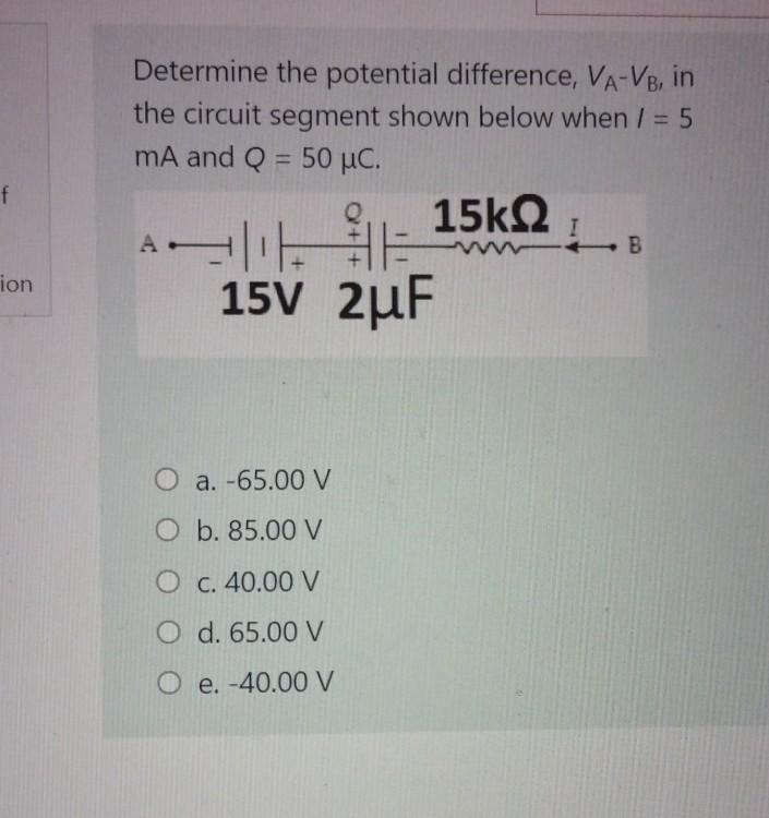 Solved Determine the potential difference, VA-VB, in the | Chegg.com