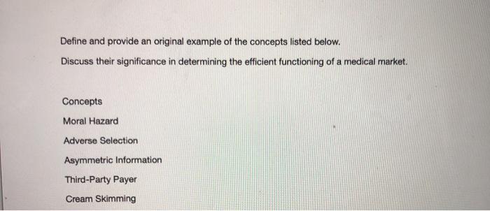 Solved Define and provide an original example of the | Chegg.com